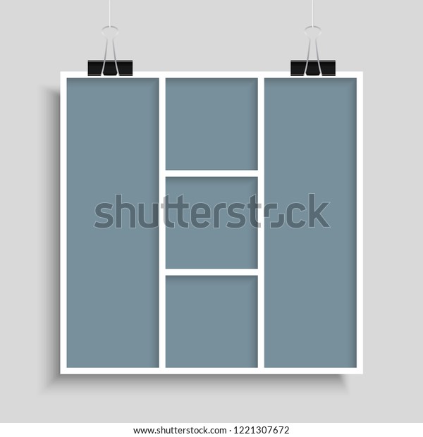 Templates Collage Five Frames Photos Parts Stock Vector (Royalty Free ...