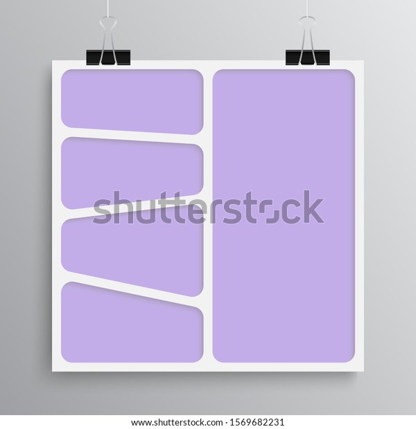 Templates Collage Five Frames Photos Parts Stock Vector (Royalty Free ...