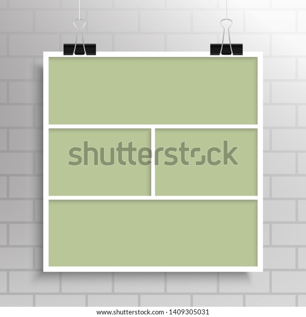 Templates Collage Four Frames Photos Parts Stock Vector (Royalty Free ...