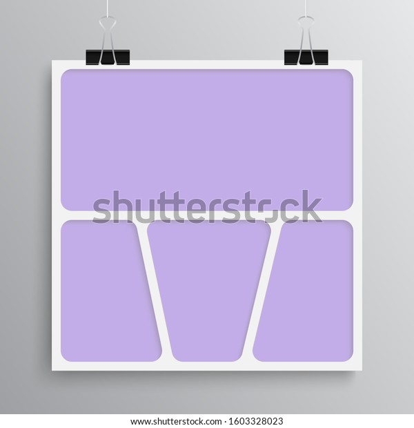 Templates Collage Four Frames Photos Parts Stock Vector (Royalty Free ...