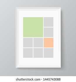 Templates Collage Nine Frames Photos Parts Stock Vector (Royalty Free ...