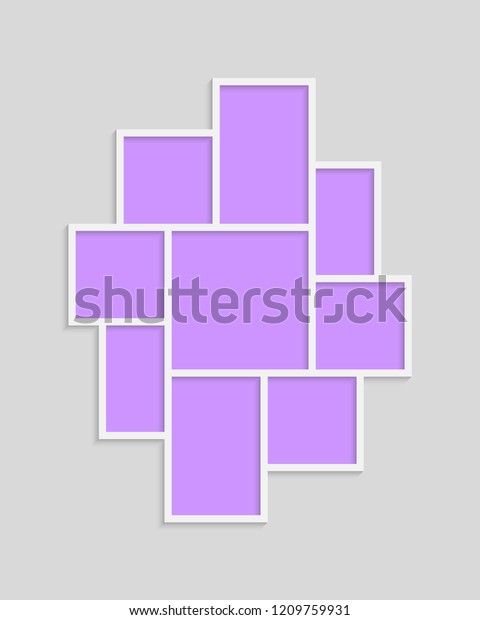 Templates Collage Nine Frames Photos Parts Stock Vector (Royalty Free ...