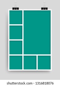 Templates Collage Seven Frames Photos Parts Stock Vector (Royalty Free ...