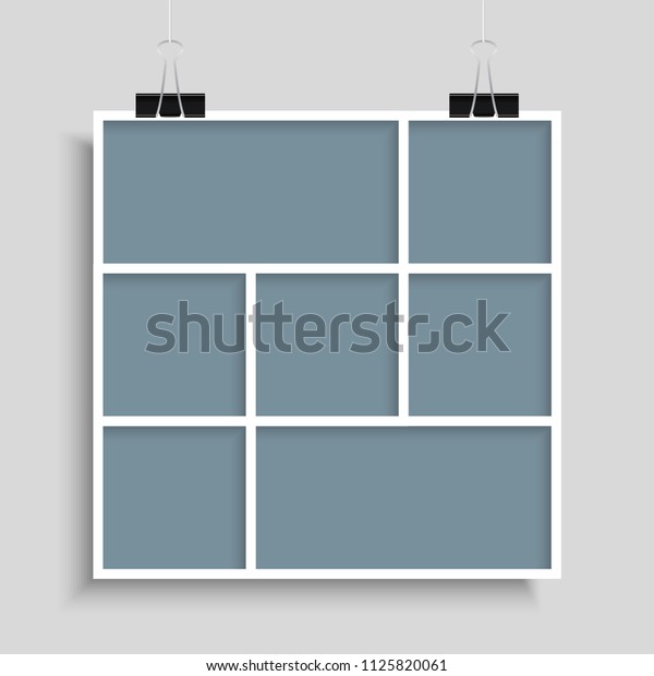 Templates Collage Seven Frames Photos Parts Stock Vector (Royalty Free ...