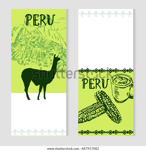 Templates Two Cards Hand Drawn Peruvian Stock Vector (Royalty Free ...