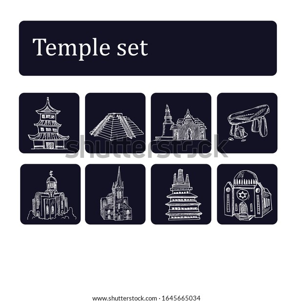 Temple Hand Drawn Doodle Set Vector Stock Vector (Royalty Free ...