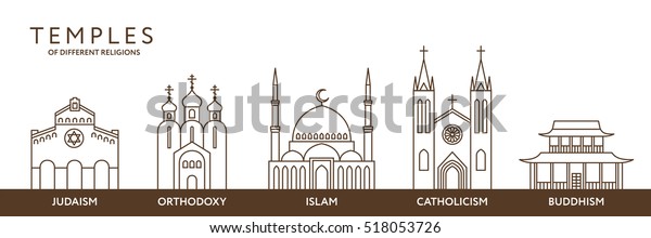 Temples World Different Religions Infographics Religious Stock Vector ...