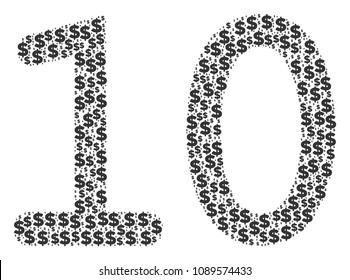 Ten Digits Text Collage Dollar Symbols Stock Vector (Royalty Free ...