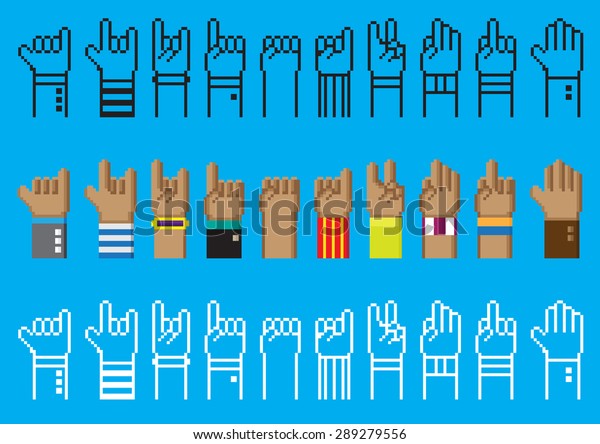 Ten Hand Sign Vector Pixel Art Stock Vector (Royalty Free) 289279556