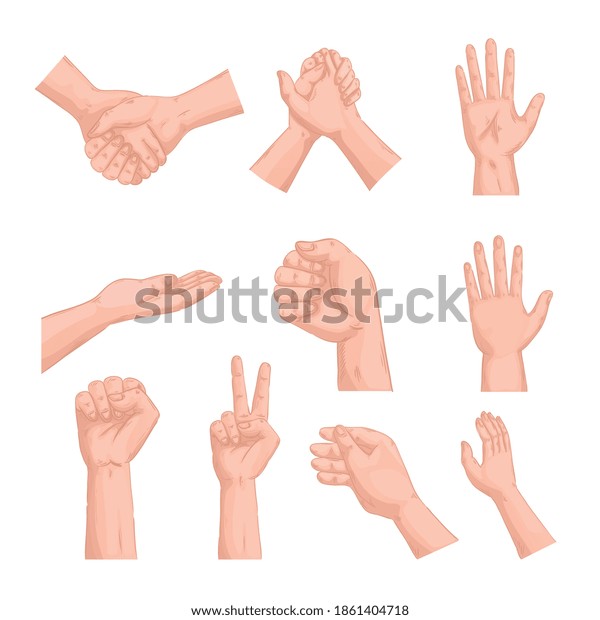 Ten Hands Humans Set Symbols Icons 库存矢量图（免版税）1861404718 | Shutterstock