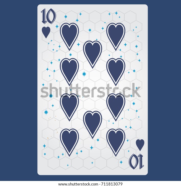 Ten Hearts Playing Card Original Design Stock Vector (Royalty Free ...