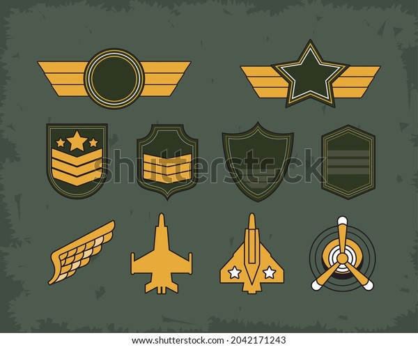Ten Military Emblems Medals Stock Vector (Royalty Free) 2042171243 ...