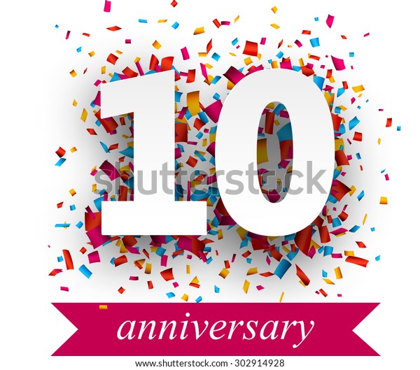 Ten Paper Sign Over Confetti Vector Stock Vector (Royalty Free ...