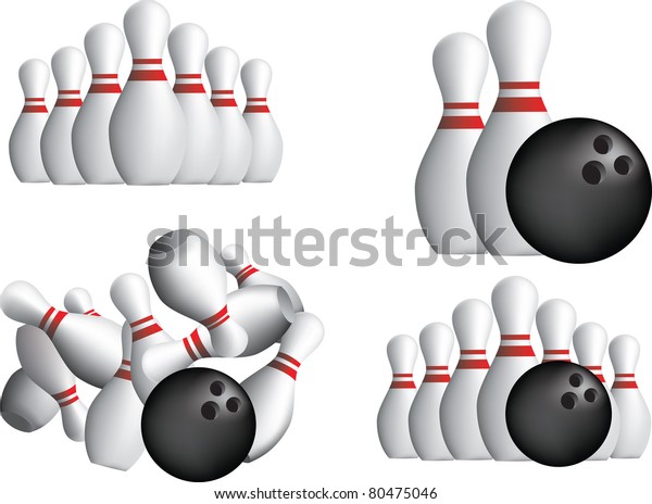 Ten Pin Bowling Pins Isolated O Stock Vector (Royalty Free) 80475046