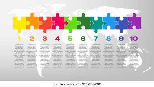 Ten Steps Puzzle Line Infographic Business Stock Vector (Royalty Free ...