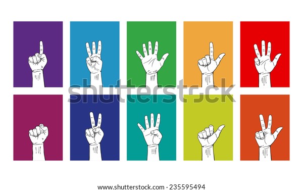 Ten Style Hand Signright Hand Stock Vector (Royalty Free) 235595494