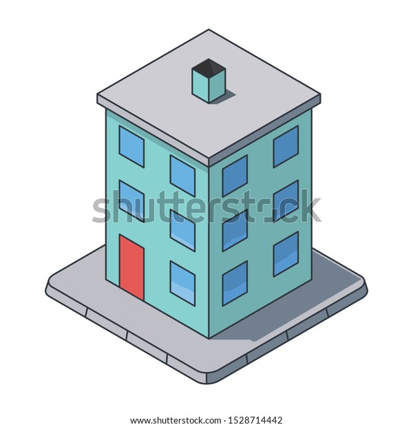 Tenement Building Isometric Vector Illustration Filled Stock Vector ...