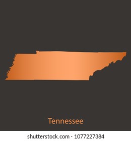 Tennessee Mapborder Chromeorangecopper Metal Shine Gradient Stock ...