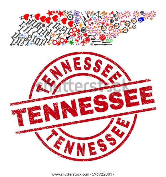 Tennessee State Map Collage Scratched Tennessee Stock Vector (Royalty ...