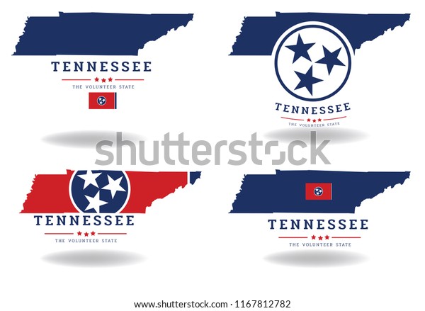 Tennessee State Map Flag Nickname Volunteer: vector de stock (libre de ...