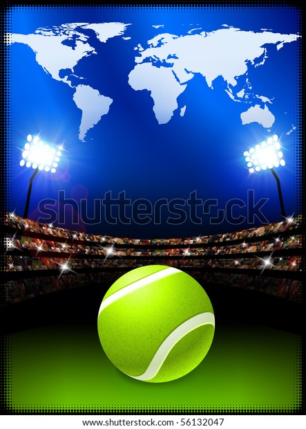 Tennis Ball World Map On Stadium Stock Vector (Royalty Free) 56132047 ...