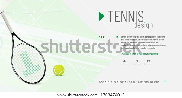 Tennis Invitation Template Ball Racket Sample Stock Vector (Royalty ...