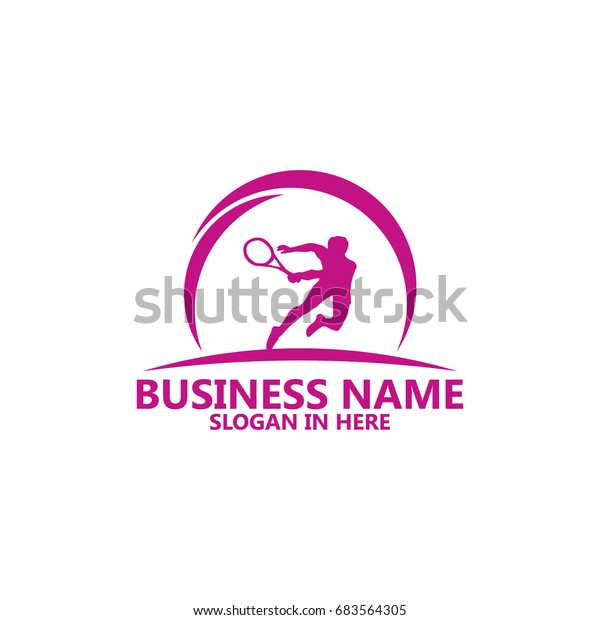 Tennis Player Logo Template Design Stock Vector (Royalty Free) 683564305