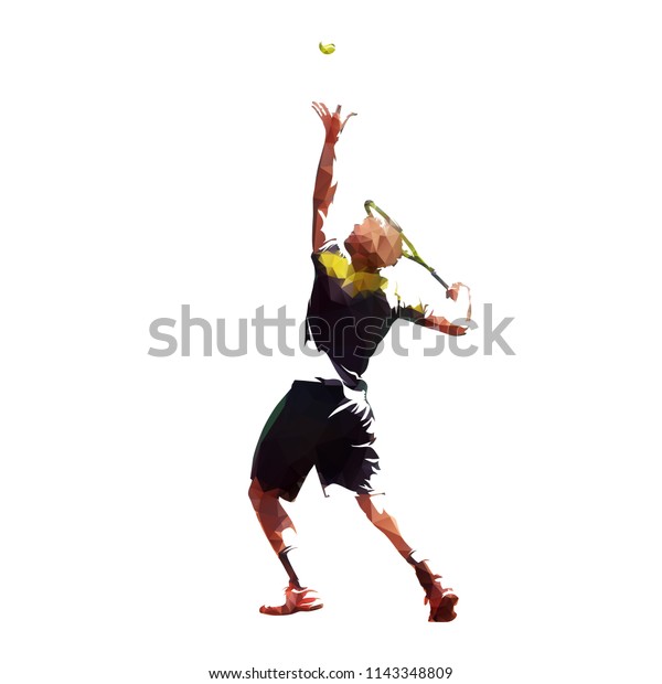 Tennis Player Serving Ball Low Poly Stock Vector (Royalty Free ...