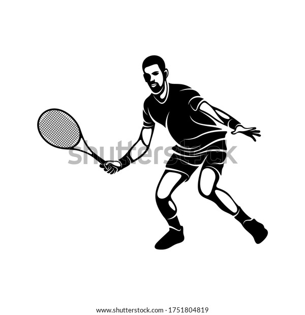 Tennis Player Stylized Logo Vector Template Stock Vector (Royalty Free ...