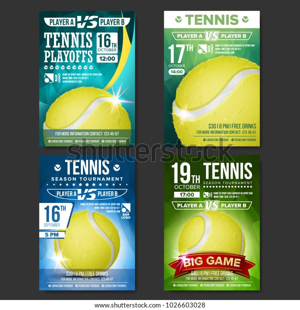 Tennis Poster Set Vector Design Sport Stock Vector (Royalty Free ...