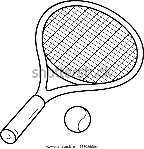 Tennis Racket Ball Vector Outline Icon Stock Vector (Royalty Free ...