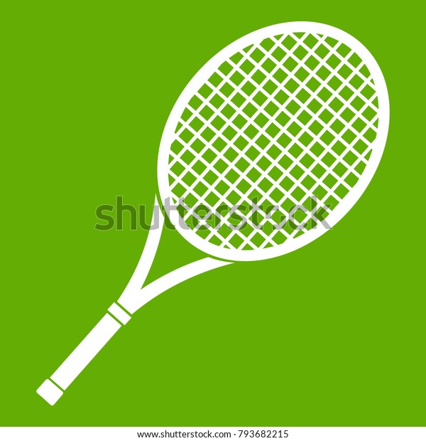 Tennis Racket Icon White Isolated On Stock Vector (Royalty Free ...