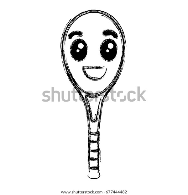 Tennis Racket Kawaii Character Stock Vector (Royalty Free) 677444482 ...