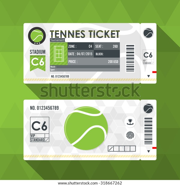 Tennis Ticket Card Modern Element Design Stock Vector (Royalty Free ...