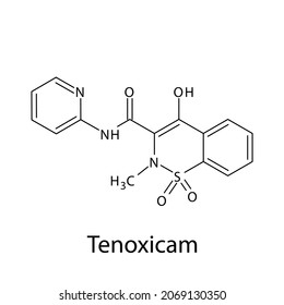 Tenoxicam Molecular Structure Flat Skeletal Chemical Stock Vector ...