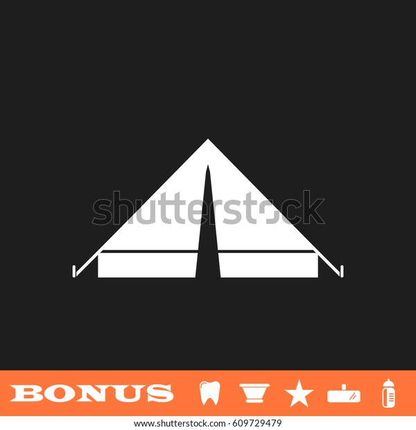 Tent Icon Flat White Pictogram On Stock Vector (Royalty Free) 609729479