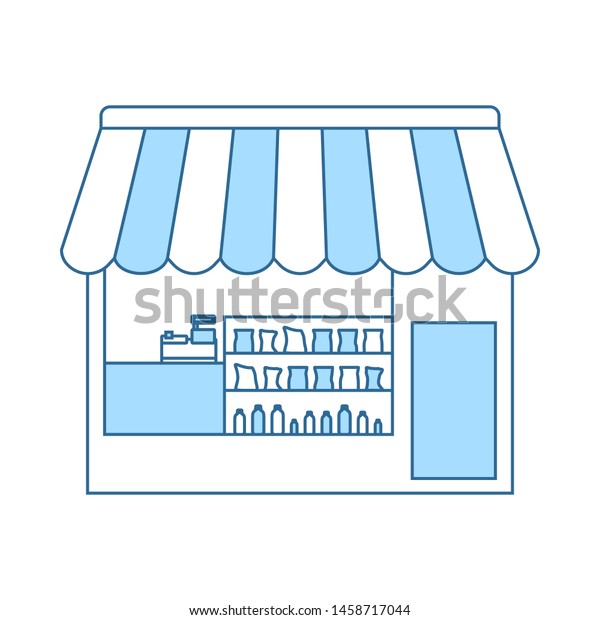 Tent Shop Icon Thin Line Blue Stock Vector (Royalty Free) 1458717044 ...