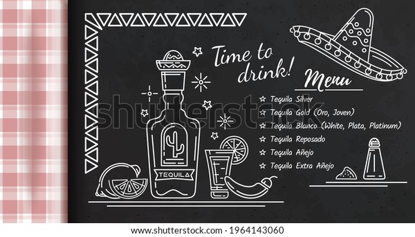 Tequila Bar Menu Varieties Tequila Time Stock Vector (Royalty Free ...