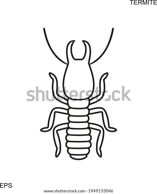 Termite Outline Isolated Termite On White Stock Vector (Royalty Free ...