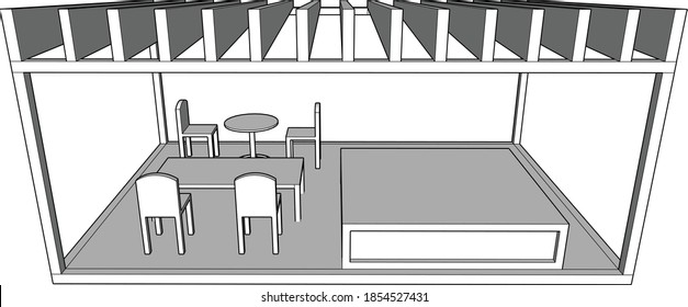 Terrace Design Restaurant Back View Stock Vector (Royalty Free ...