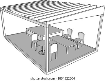 Terrace Design Restaurant Right Side View Stock Vector (Royalty Free ...