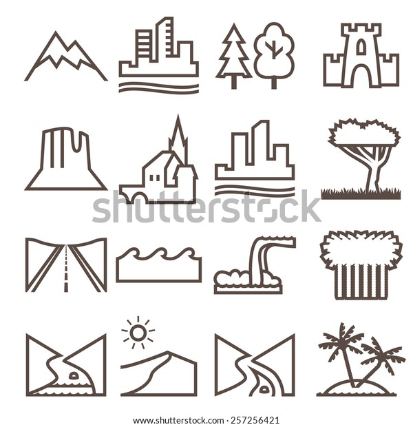 Terrain Locality Linear Icon Set Stock Vector (Royalty Free) 257256421 ...