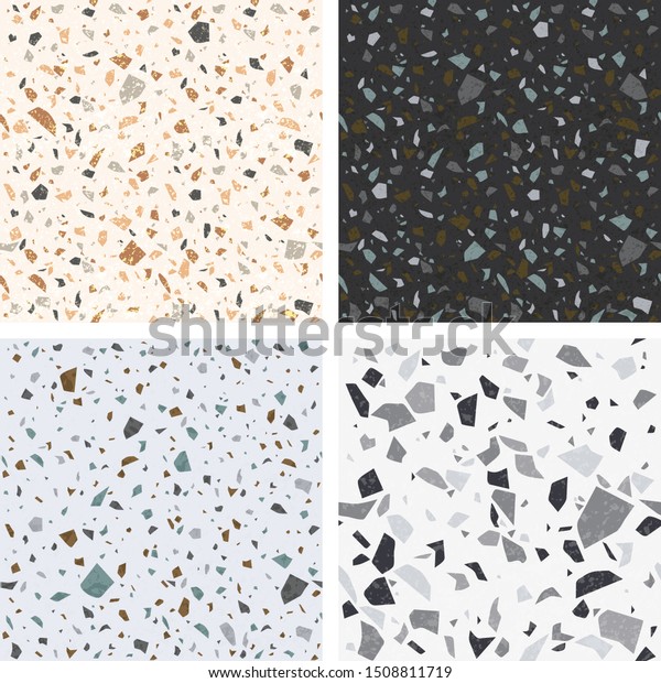 Terrazzo Textures Vector Set Seamless Terrazzo Stock Vector (Royalty ...