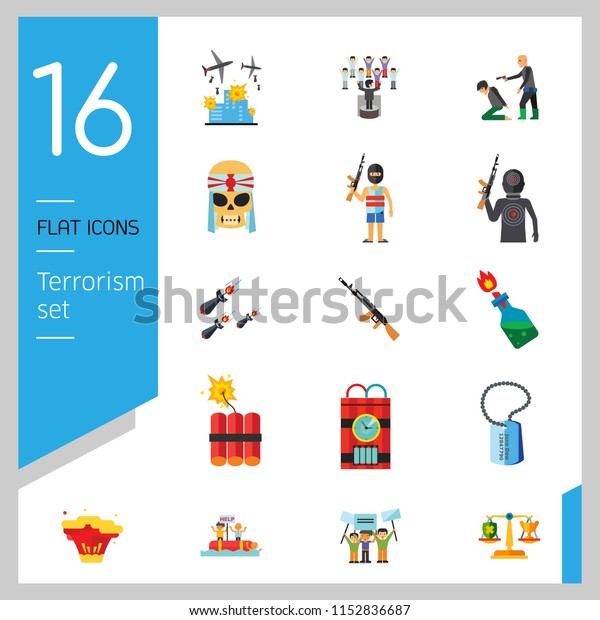 Terrorism Icon Set Kamikaze Fire Cocktail Stock Vector (Royalty Free ...
