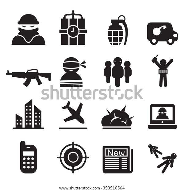 Terrorism Icons Set Stock Vector (Royalty Free) 350510564 | Shutterstock