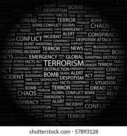 Terrorism Word Collage On Black Background Stock Vector (Royalty Free ...