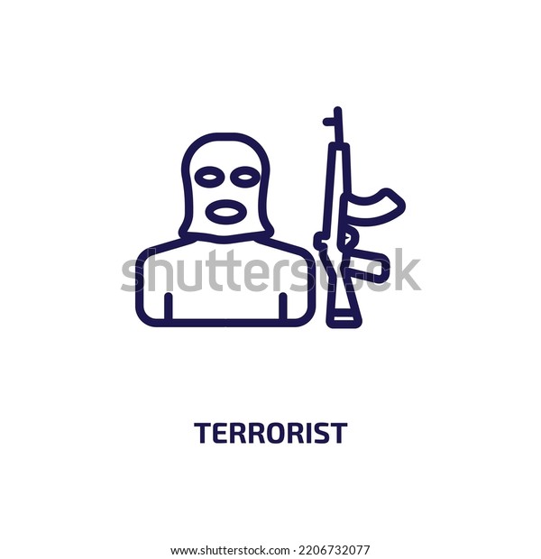 Terrorist Icon Army Collection Thin Linear Stock Vector (Royalty Free ...