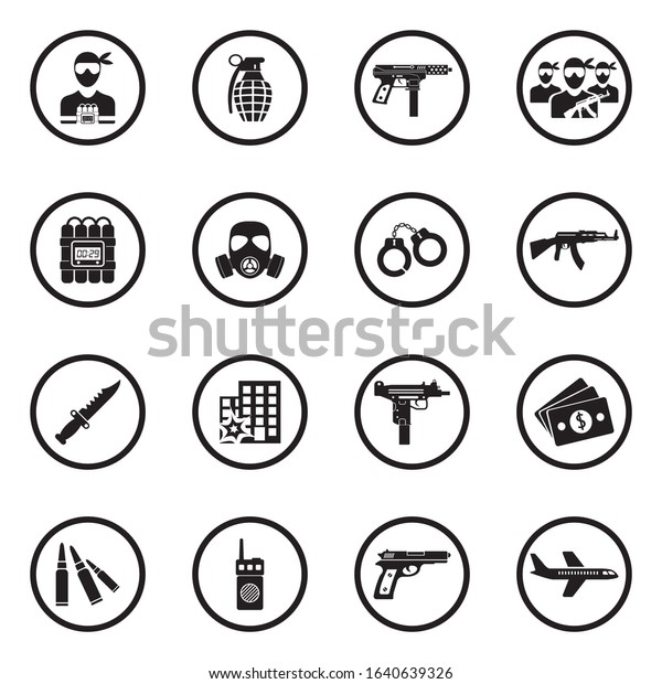 Terrorist Icons Black Flat Design Circle Stock Vector (Royalty Free ...