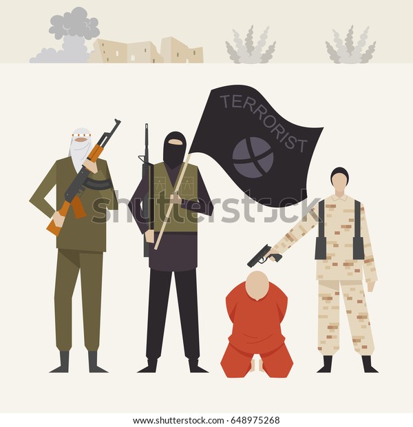 Terrorist People Man Vector Illustration Flat Stock Vector (Royalty ...