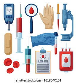 Test Blood Cartoon Set Iconvector Illustration Stock Vector (Royalty ...